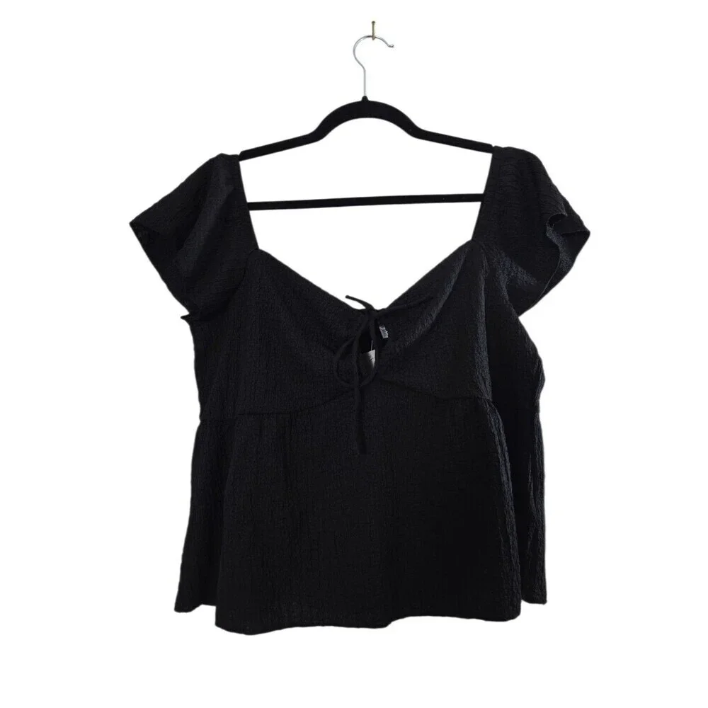Divided | Tops | Nwt Black Pat Sleeve Shirt Divided By Hm Size Large ...